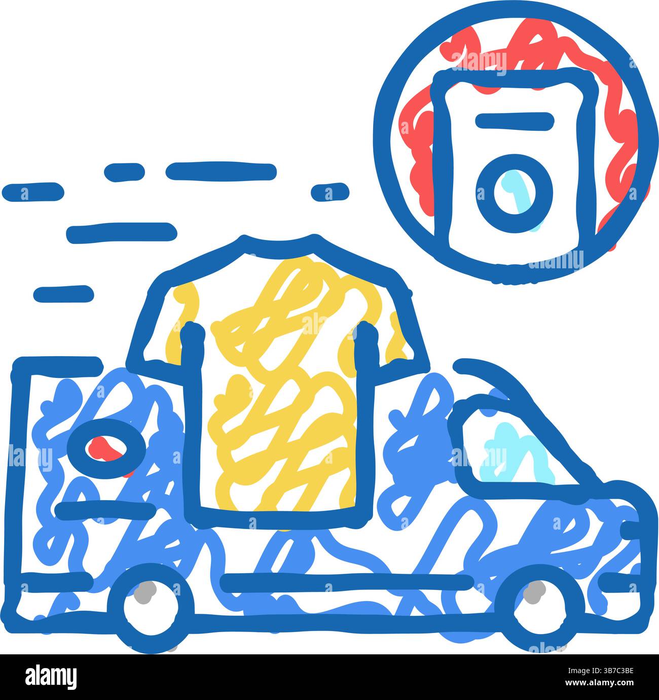 laundry pick up delivery icon doodle illustration Stock Vector Image ...