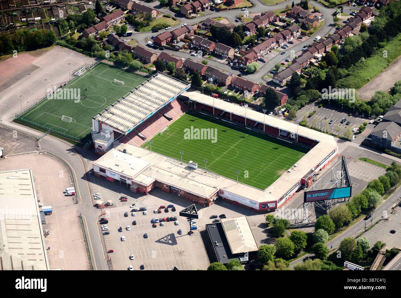 An aerial view of Walsall FC Football stadium, west Midlands, England ...