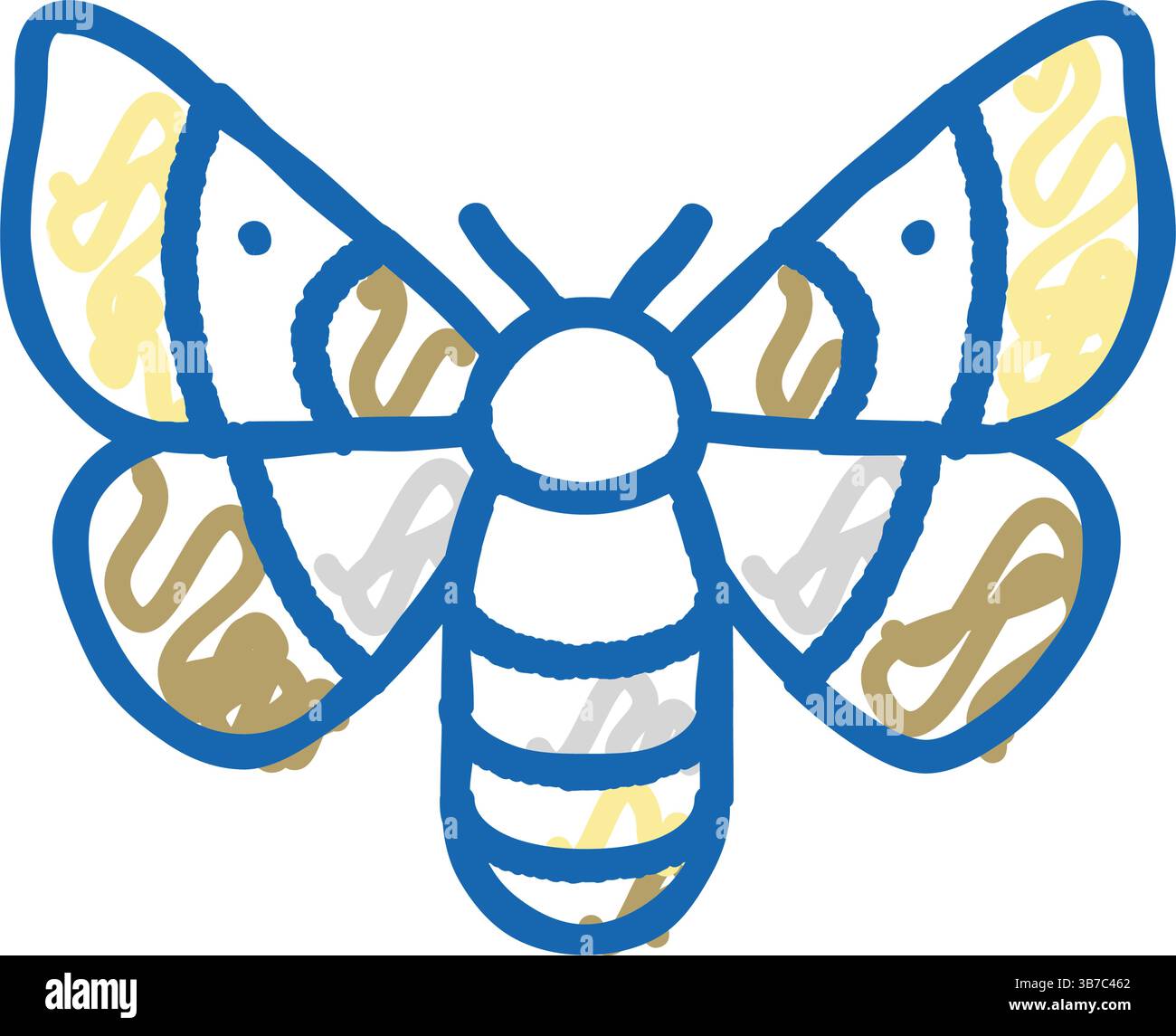 adult silkworm moths icon doodle illustration Stock Vector Image & Art ...