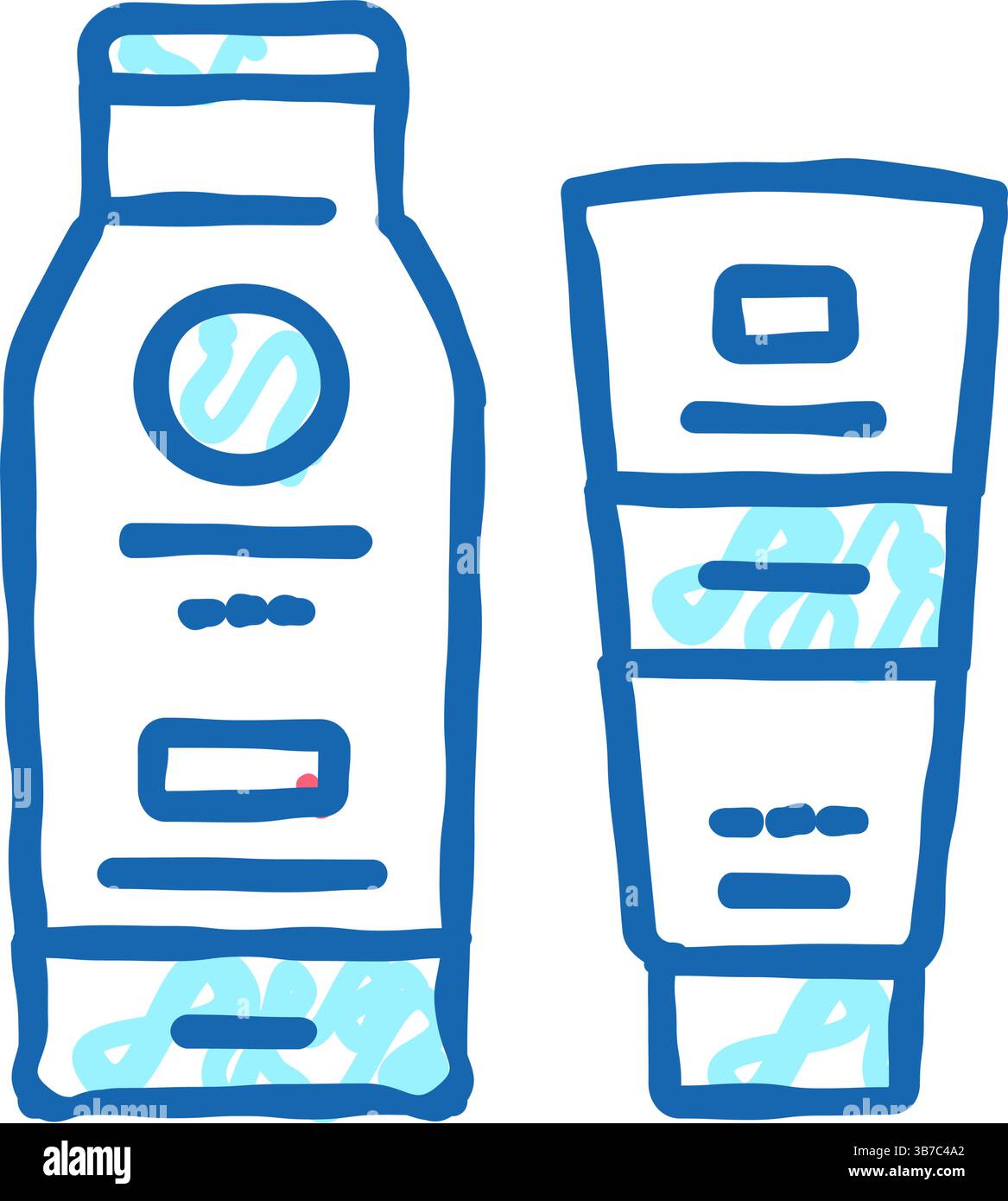 after sun cream tube and bottle icon doodle illustration Stock Vector ...