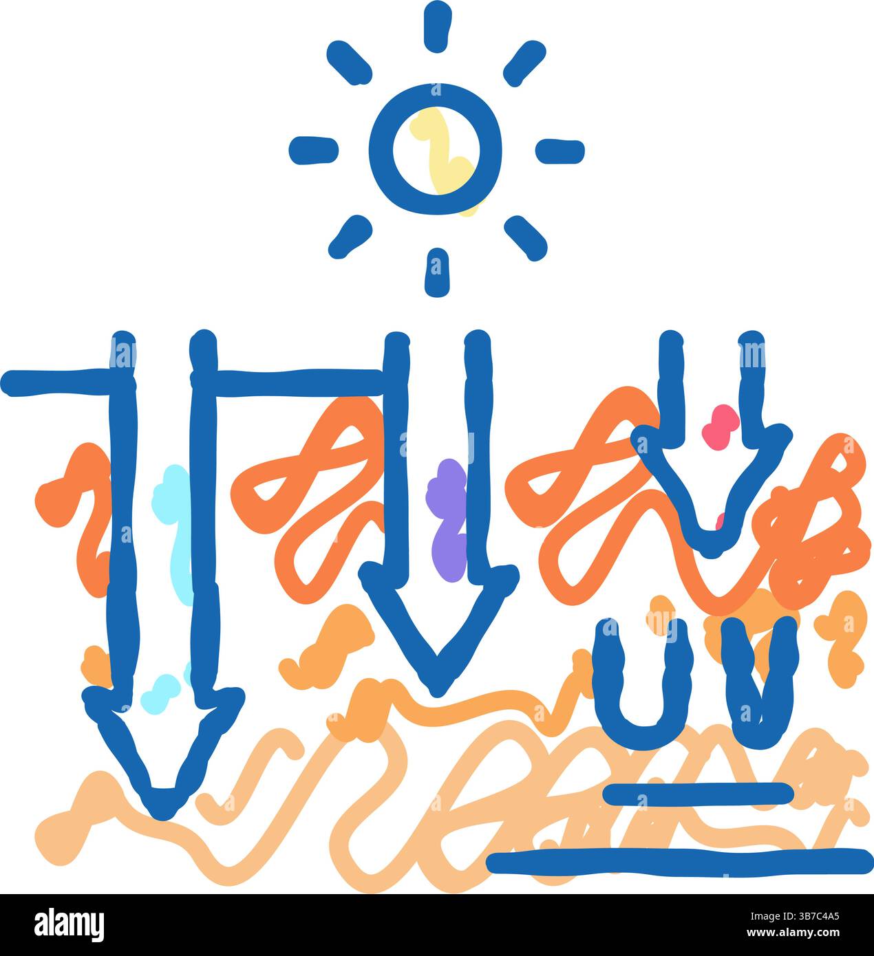 exposure of skin to uv rays tanning process icon doodle illustration ...