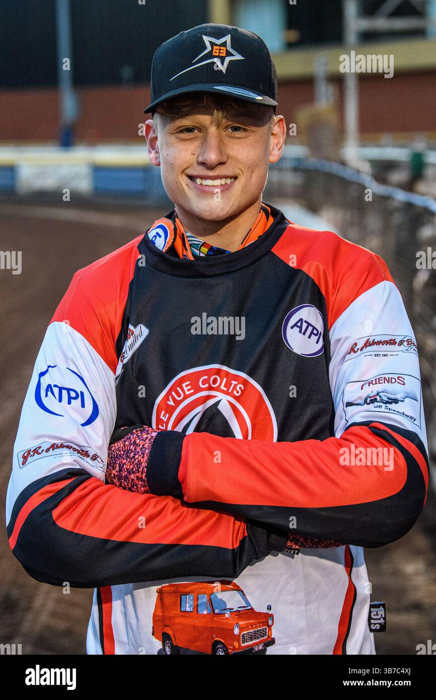 Sheffield, UK. 5 May, 2025. Belle Vue Colts' Guest Rider Cooper Rushen ...