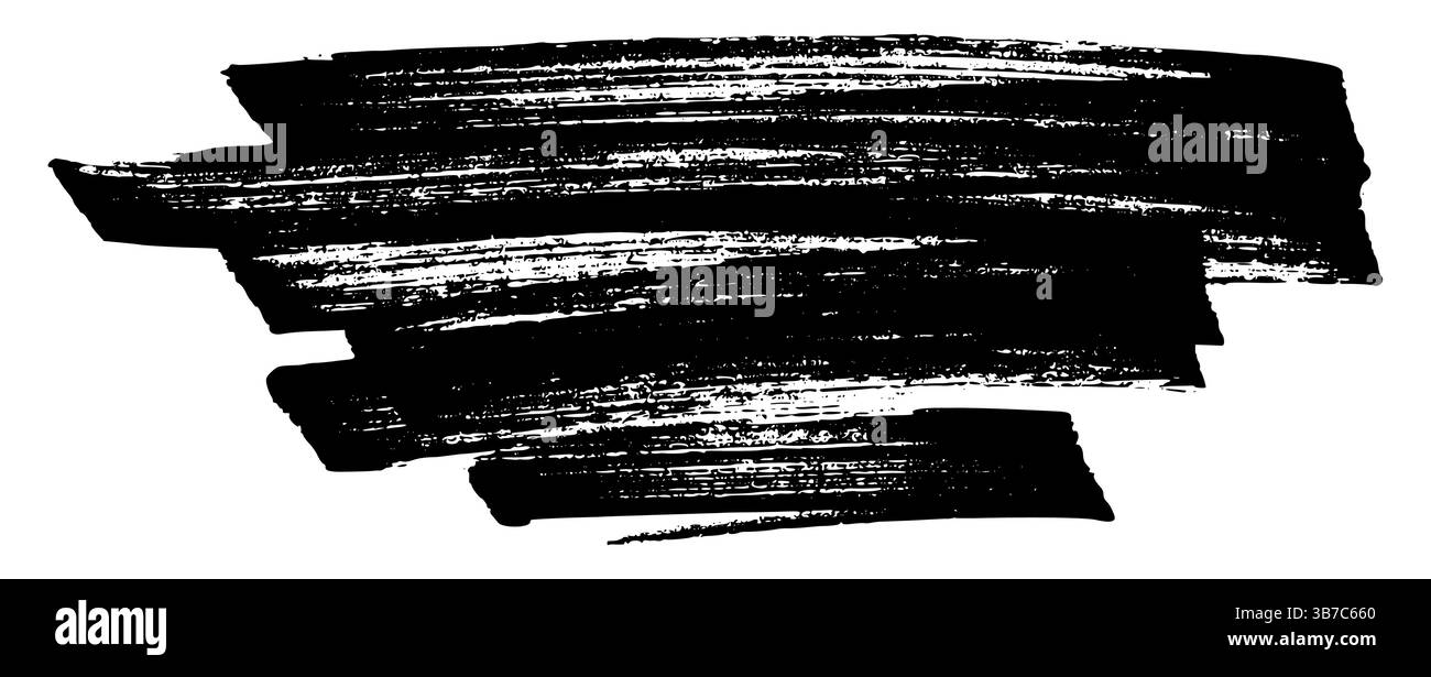 Grunge brush stroke line for underline and highlight. Black ink paint ...