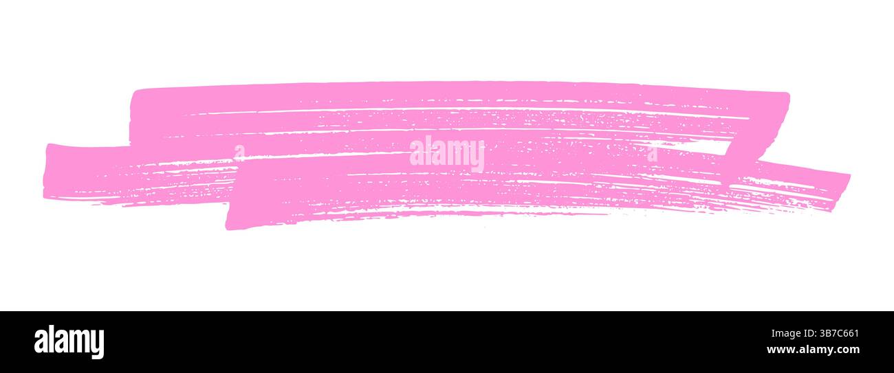Grunge brush stroke line for underline and highlight. Pink ink paint ...