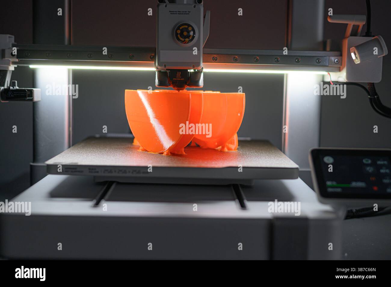 The 3D printing machine operation. The 3D rapid prototype processing ...