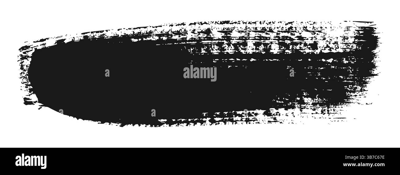 Grunge brush stroke line for underline and highlight. Black ink paint ...