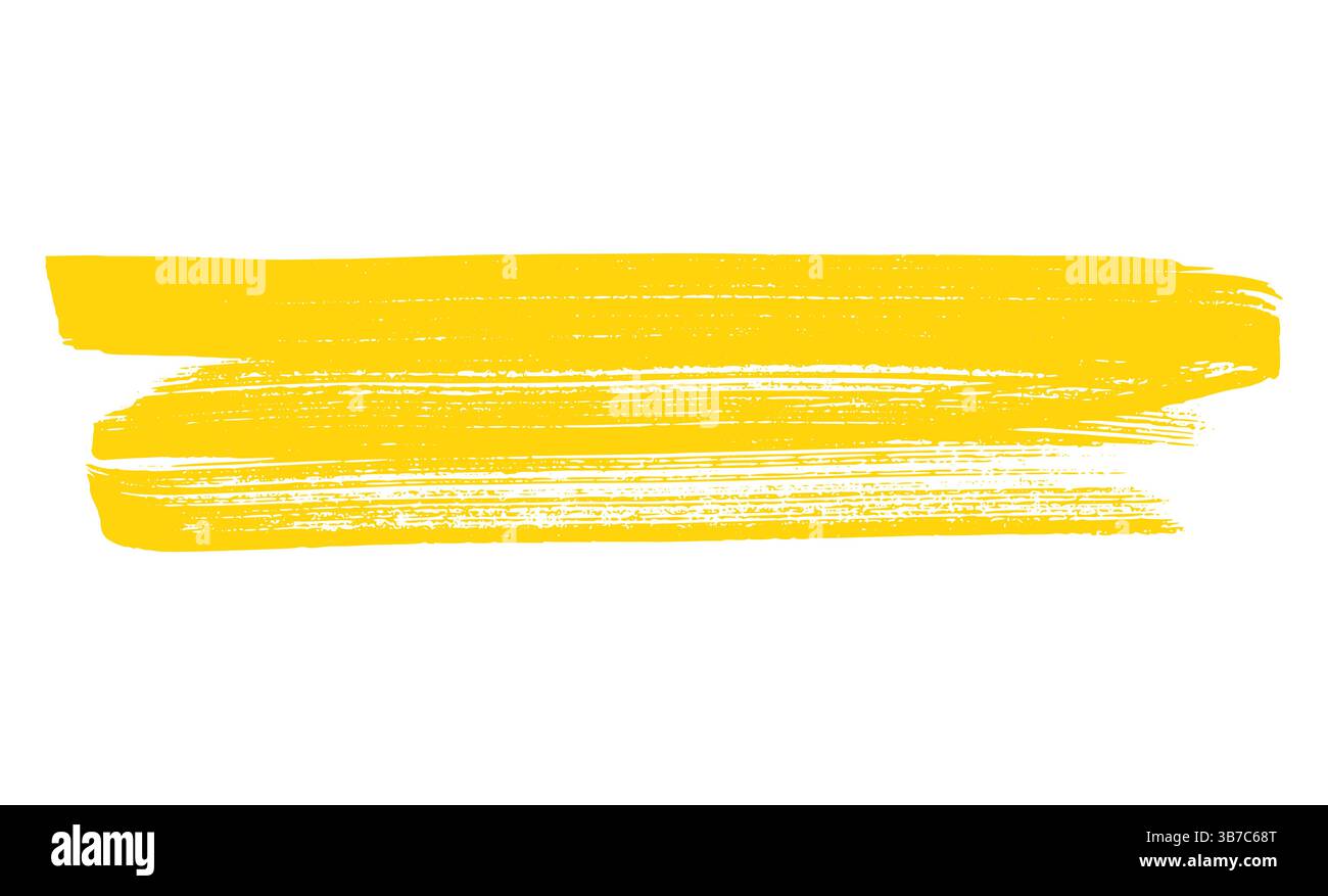 Grunge brush stroke line for underline and highlight. Yellow ink paint ...