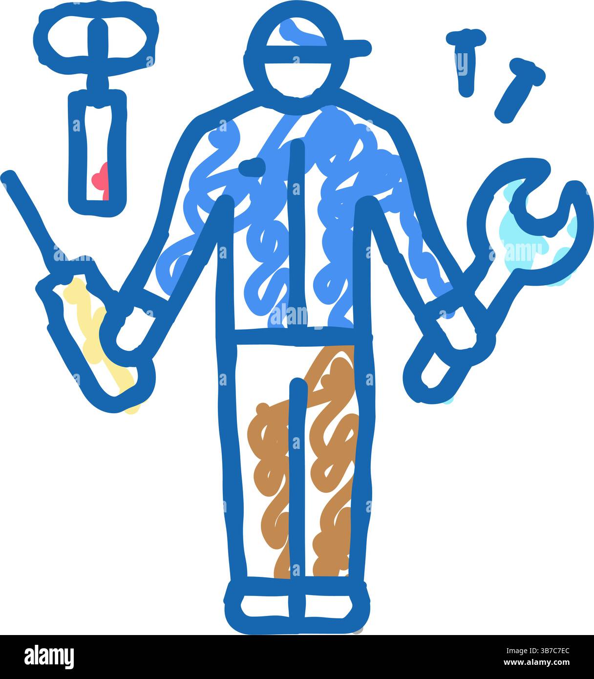 handyman worker icon doodle illustration Stock Vector Image & Art - Alamy
