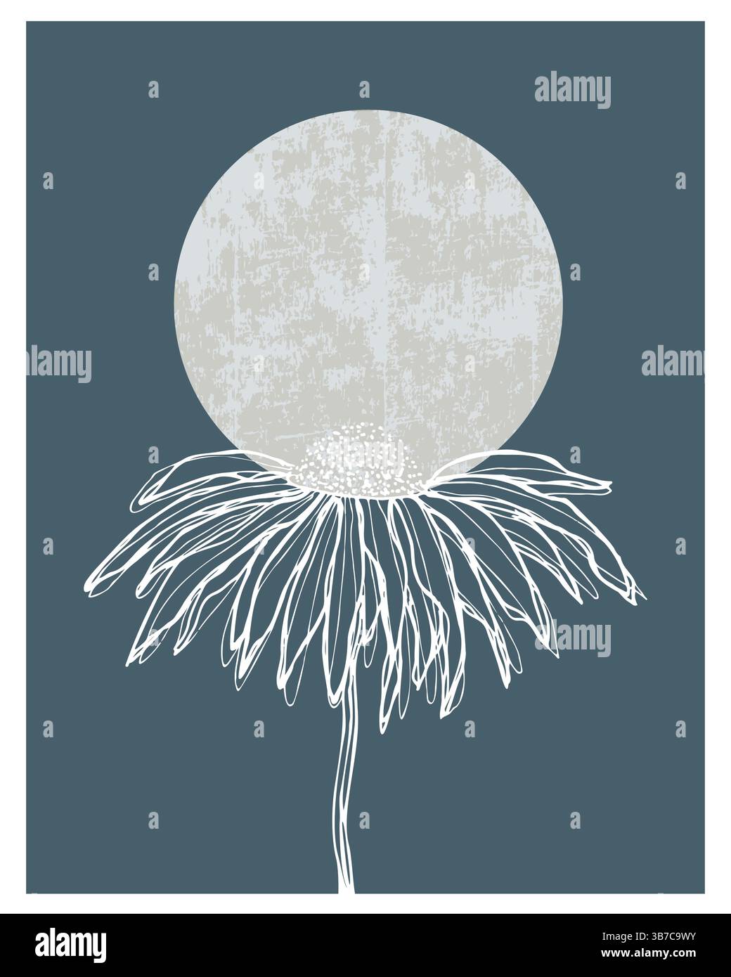 Full moon wallpaper. Wallpaper decor with full moon and daisy flower ...