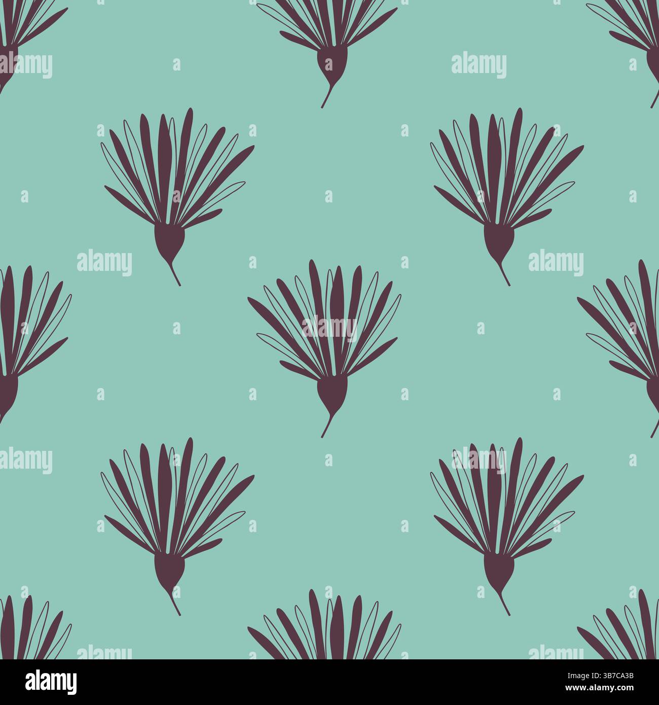 Seamless pattern with silhouette flowers Echinacea, stylized doodle ...