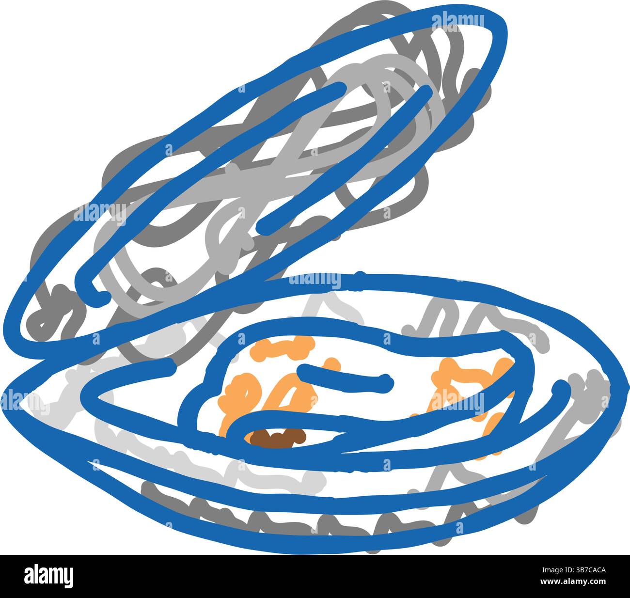 opened shell mussel icon doodle illustration Stock Vector Image & Art ...