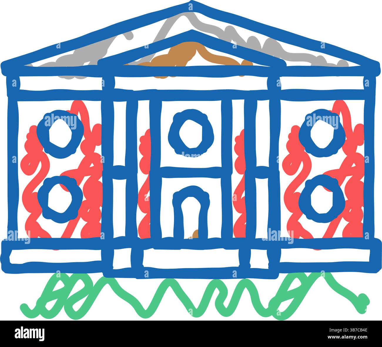 greek revival house icon doodle illustration Stock Vector Image & Art ...
