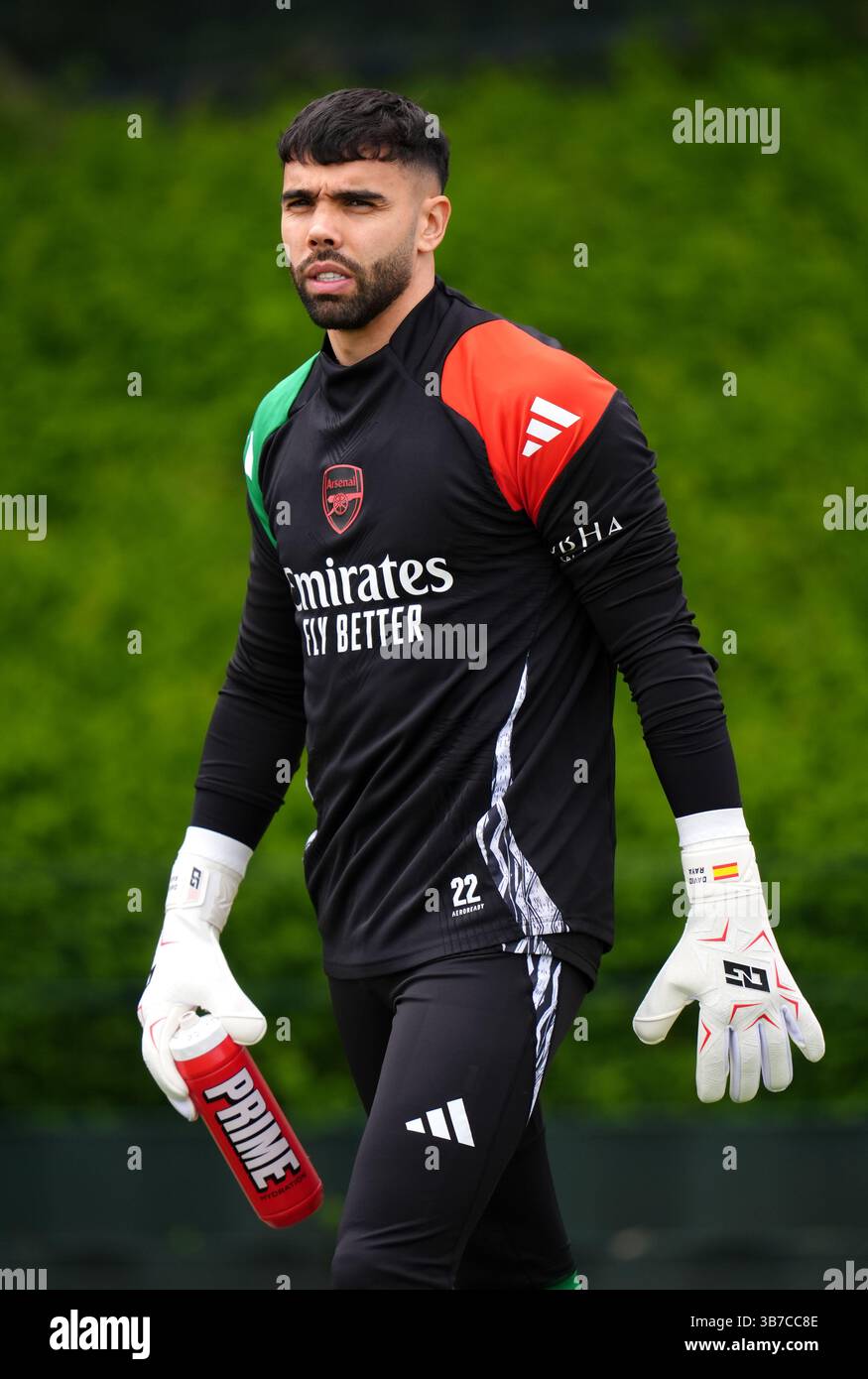 Arsenal goalkeeper David Raya during a training session at the Sobha ...