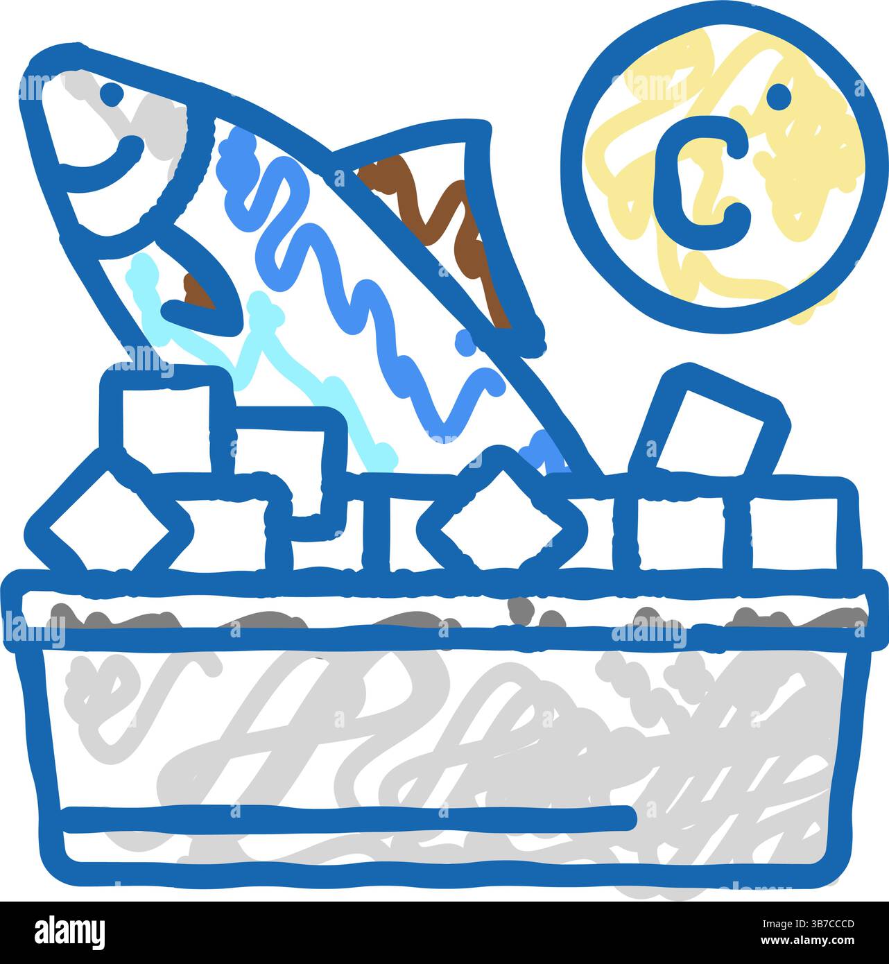 frozen seafood icon doodle illustration Stock Vector Image & Art - Alamy