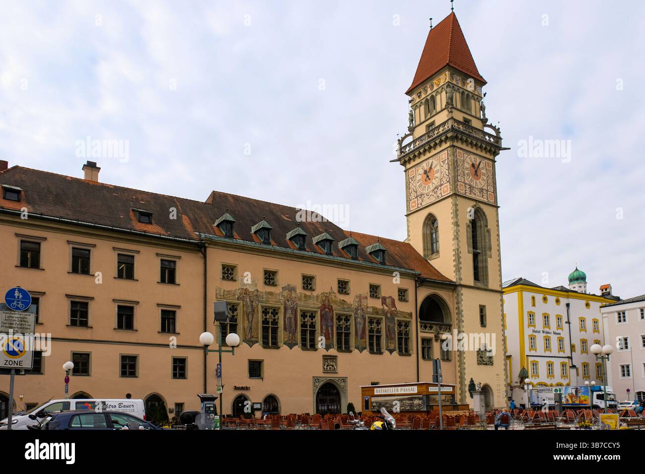 Passau Town Hall is located in Old Town Hall Square near River Danube ...