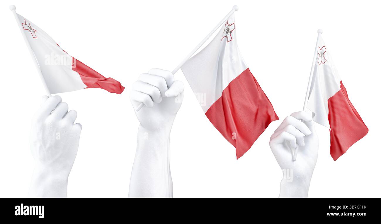 Hand holding flag of Malta. Isolated 3d Rendering Stock Photo - Alamy
