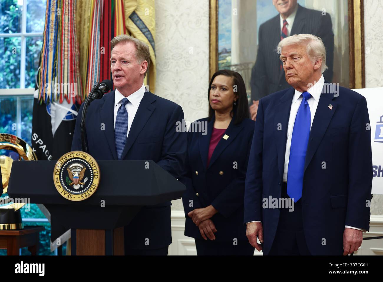 Roger Goodell, Commissioner, National Football League (NFL), makes ...