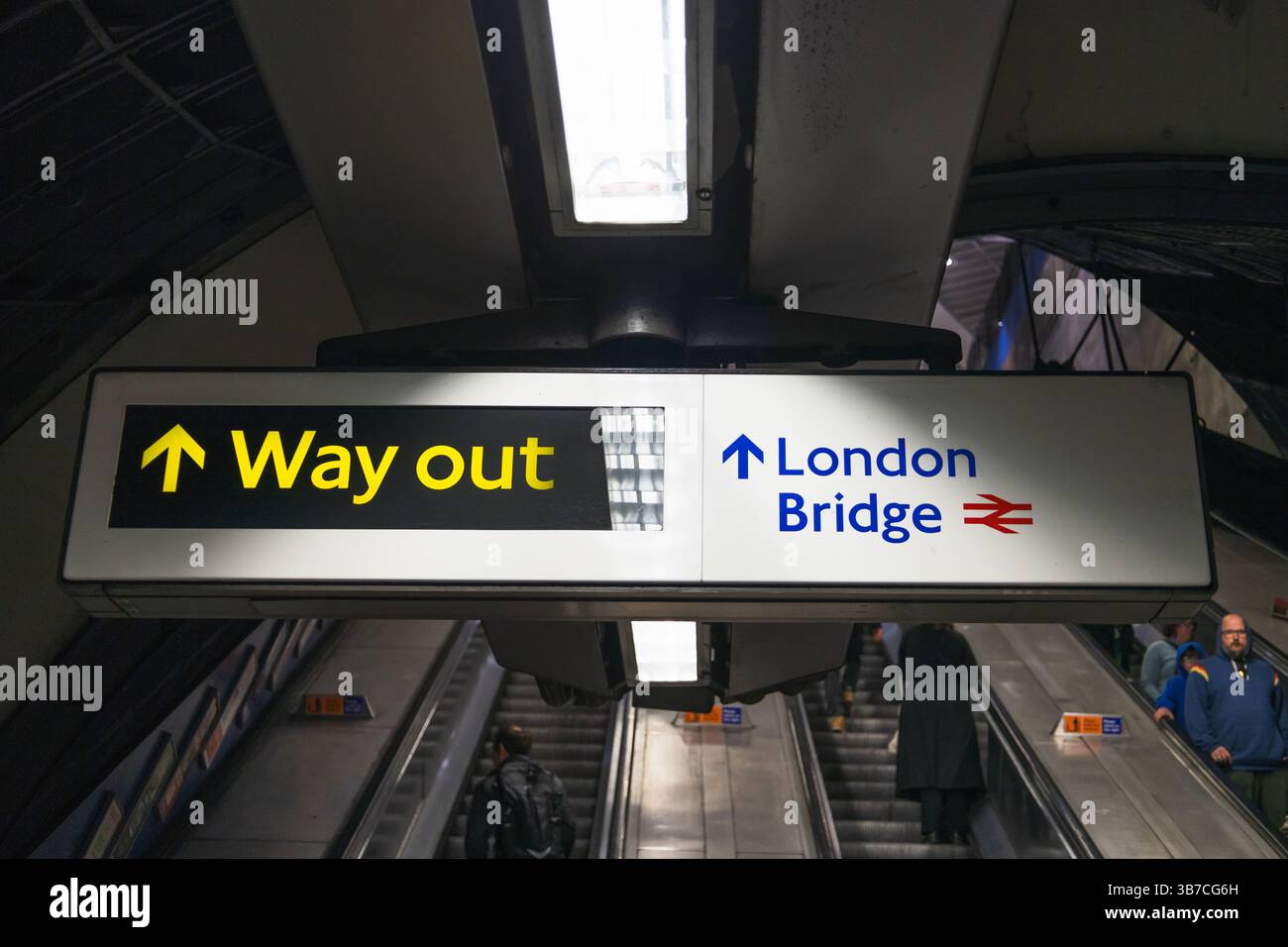 Subway station directional sign showing way out and Lansdowne Bridge ...