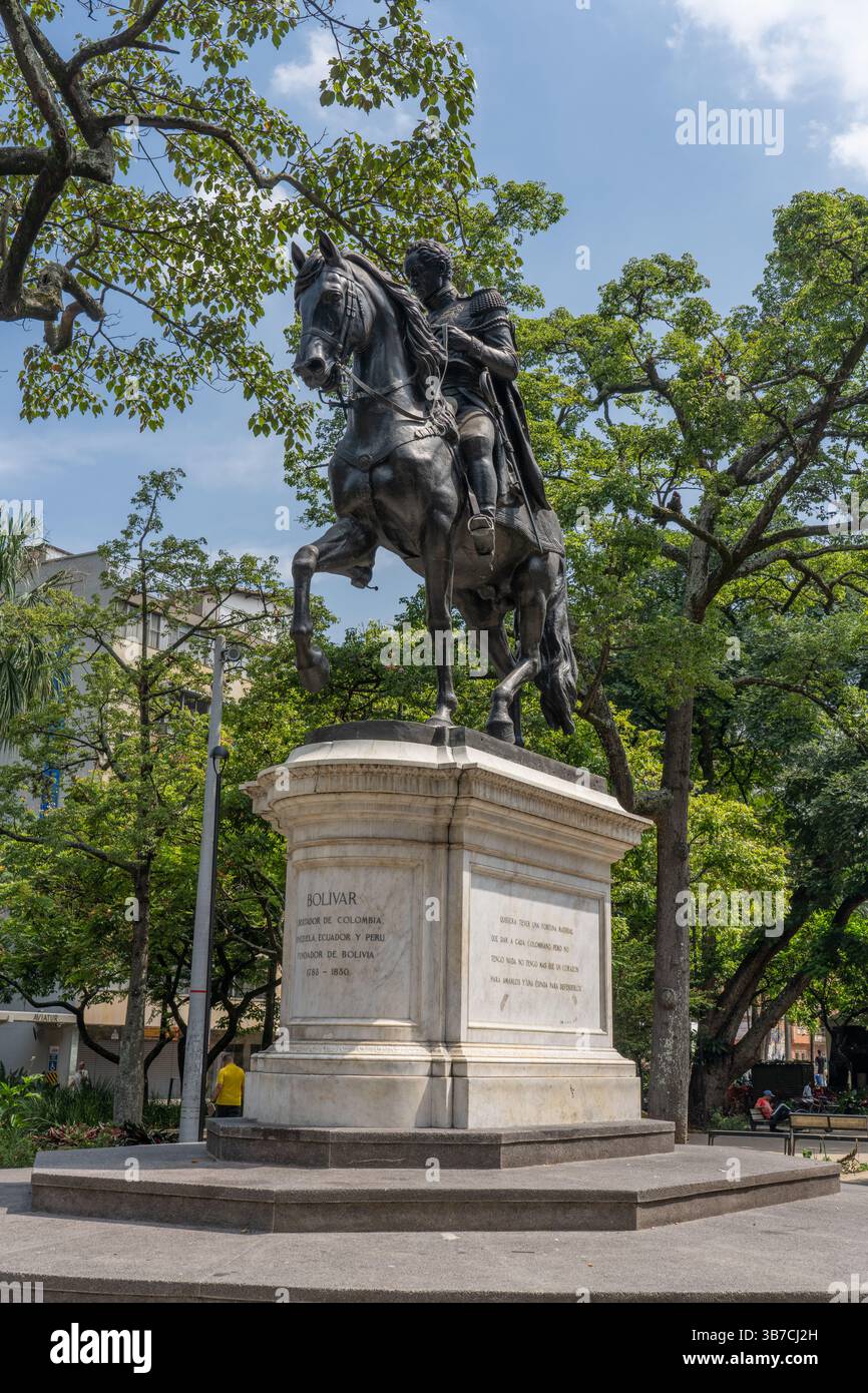Equestrian statue of Simon Bolivar in the Parque Bolivar or Bolivar ...