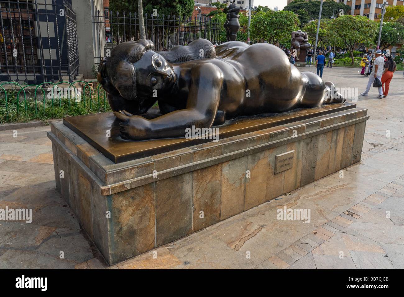 Woman with Mirror, a sculpture by Fernando Botero in the Botero Plaza ...