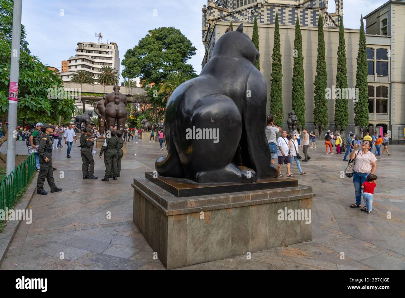 Cat, a sculpture by Fernando Botero in the Botero Plaza in Medellin, Colombia Stock Photo - Alamy