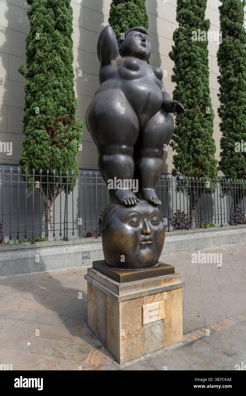 Thought, a sculpture by Fernando Botero in the Botero Plaza in Medellin ...