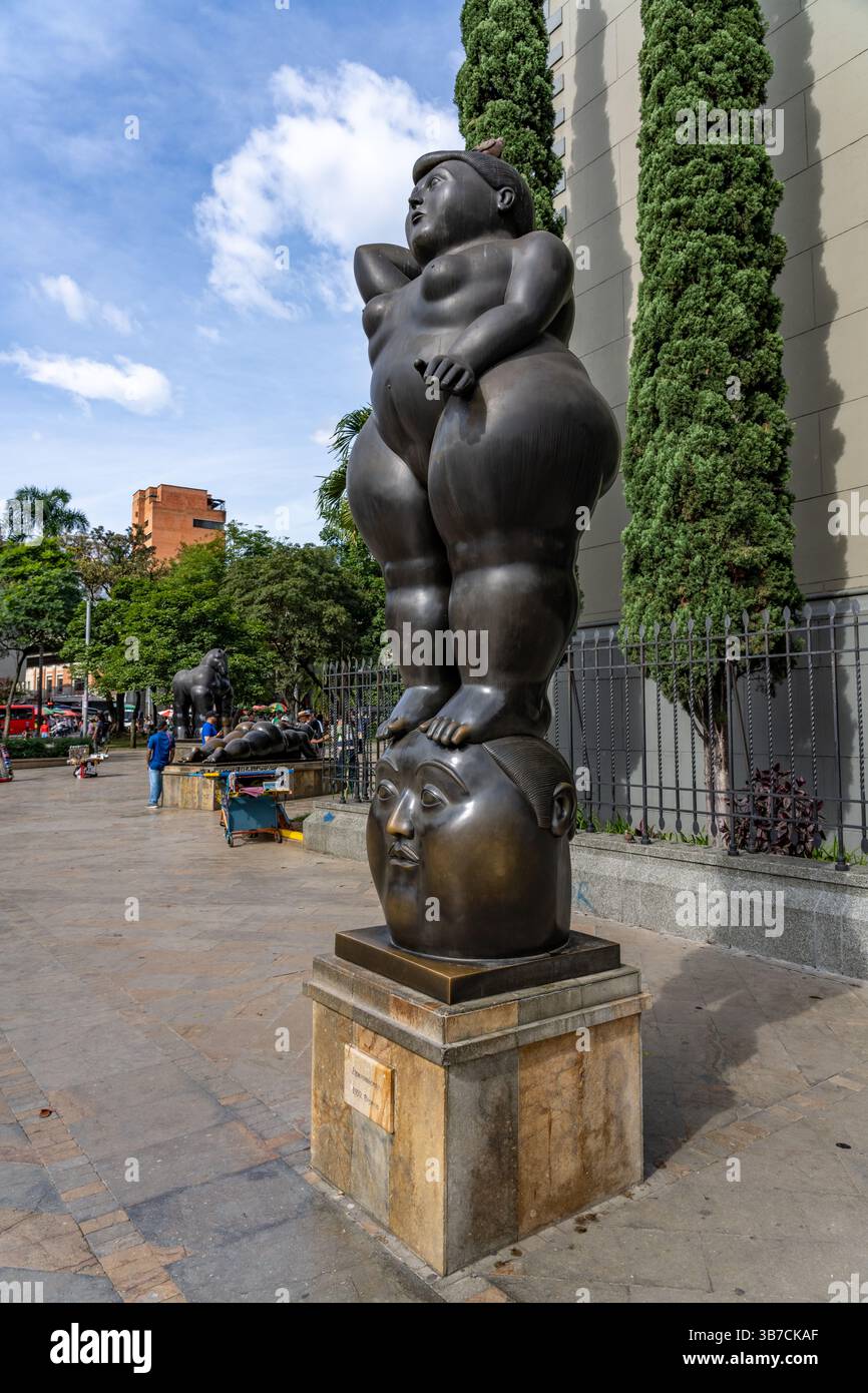 Thought, a sculpture by Fernando Botero in the Botero Plaza in Medellin ...
