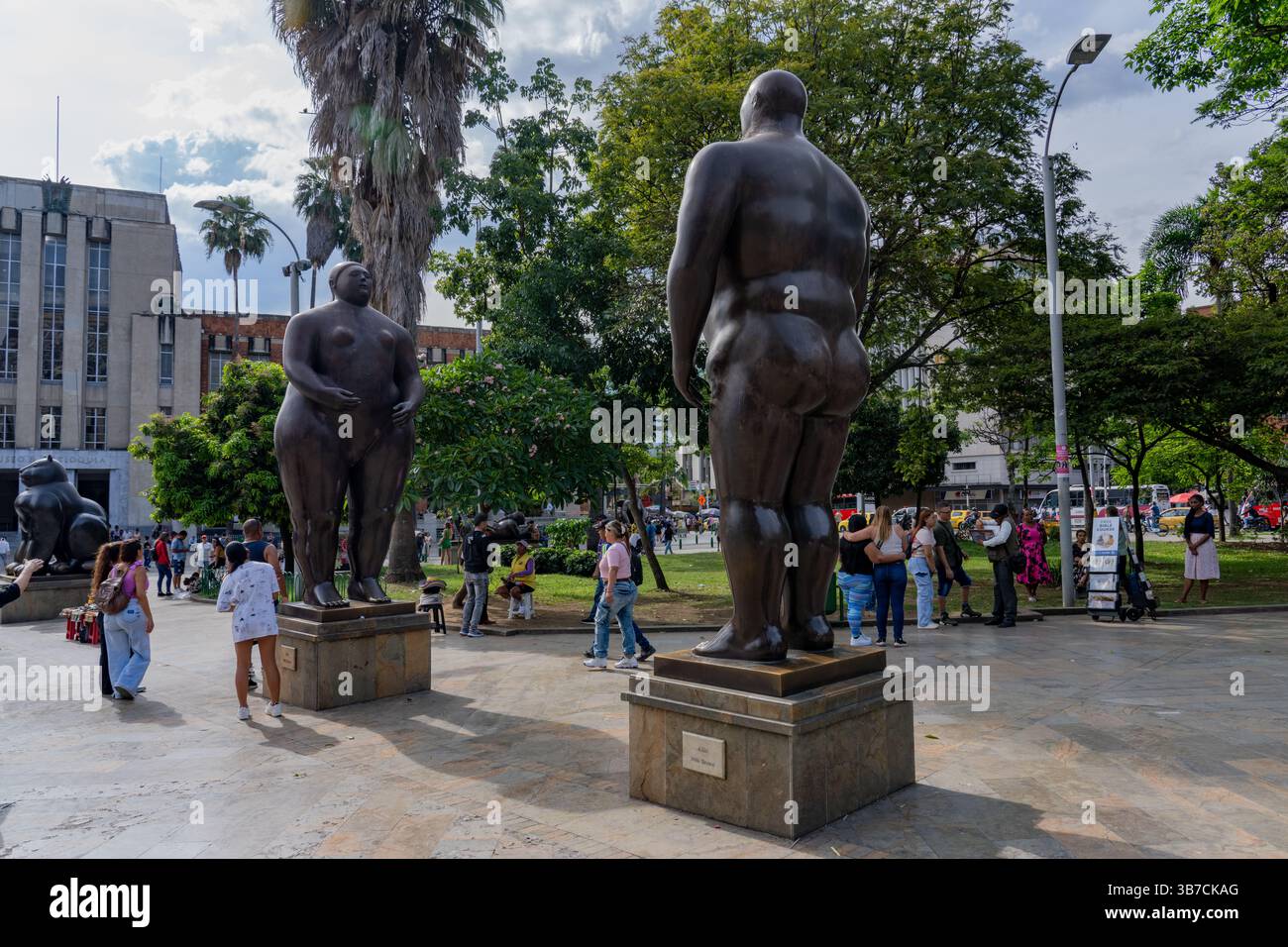 Adam and Eve, sculptures by Fernando Botero in the Botero Plaza in ...