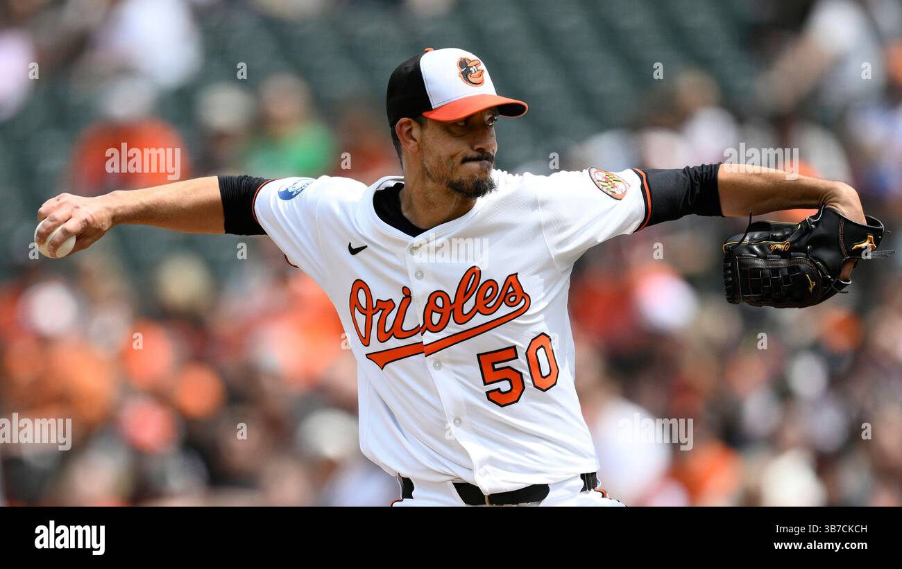 Baltimore Orioles starting pitcher Charlie Morton (50) in action during ...