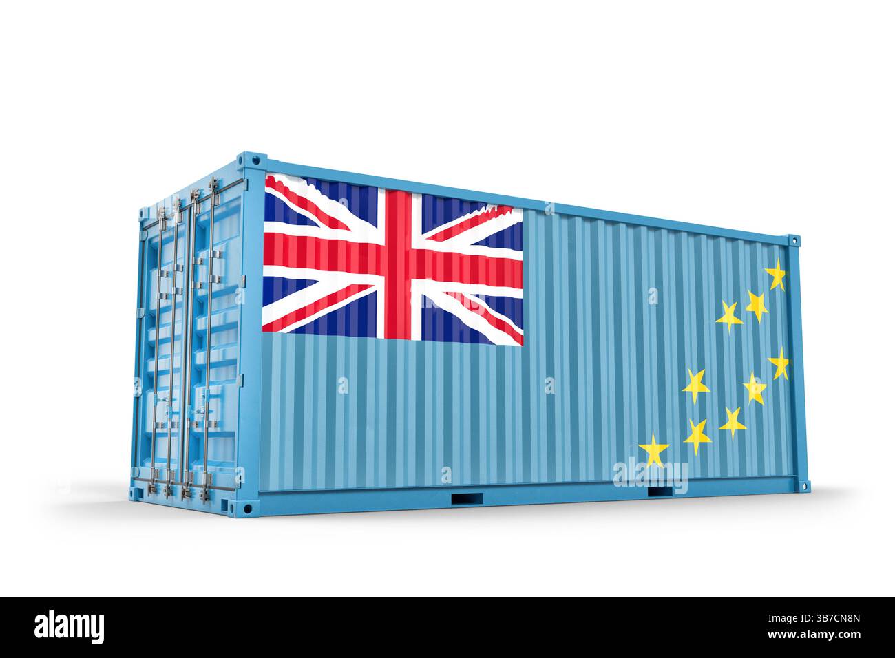 Freight container displaying the flag of Tuvalu, symbolizing global ...