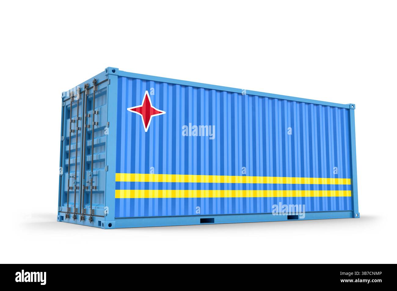 Cargo container featuring Aruba flag, symbolizing import, export, logistics, and global commerce ...