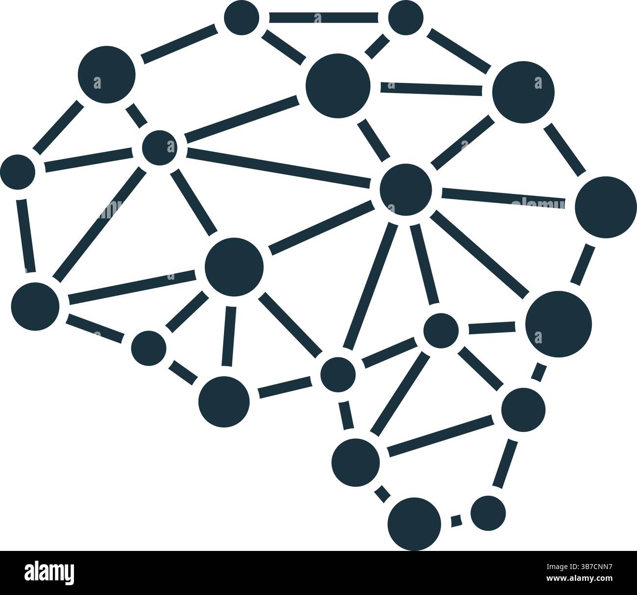 Network of interconnected nodes forming the shape of a brain, symbolizing machine learning and ...