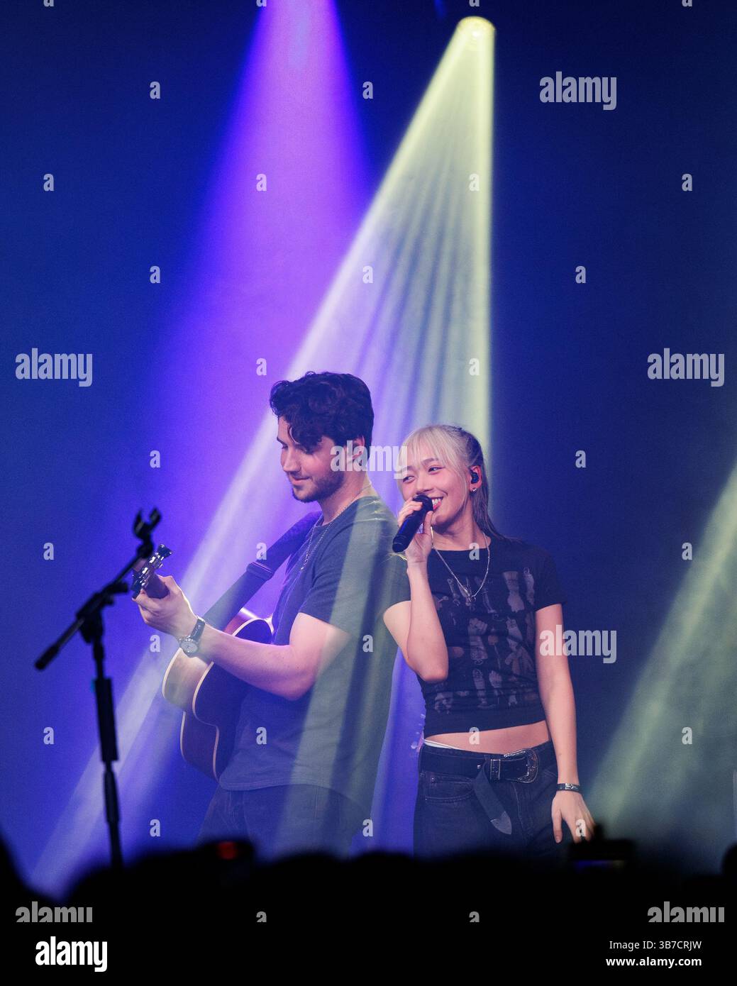 Barcelona, Spain. 31th March 2025. Hannah Bahng (singer and sister of ...