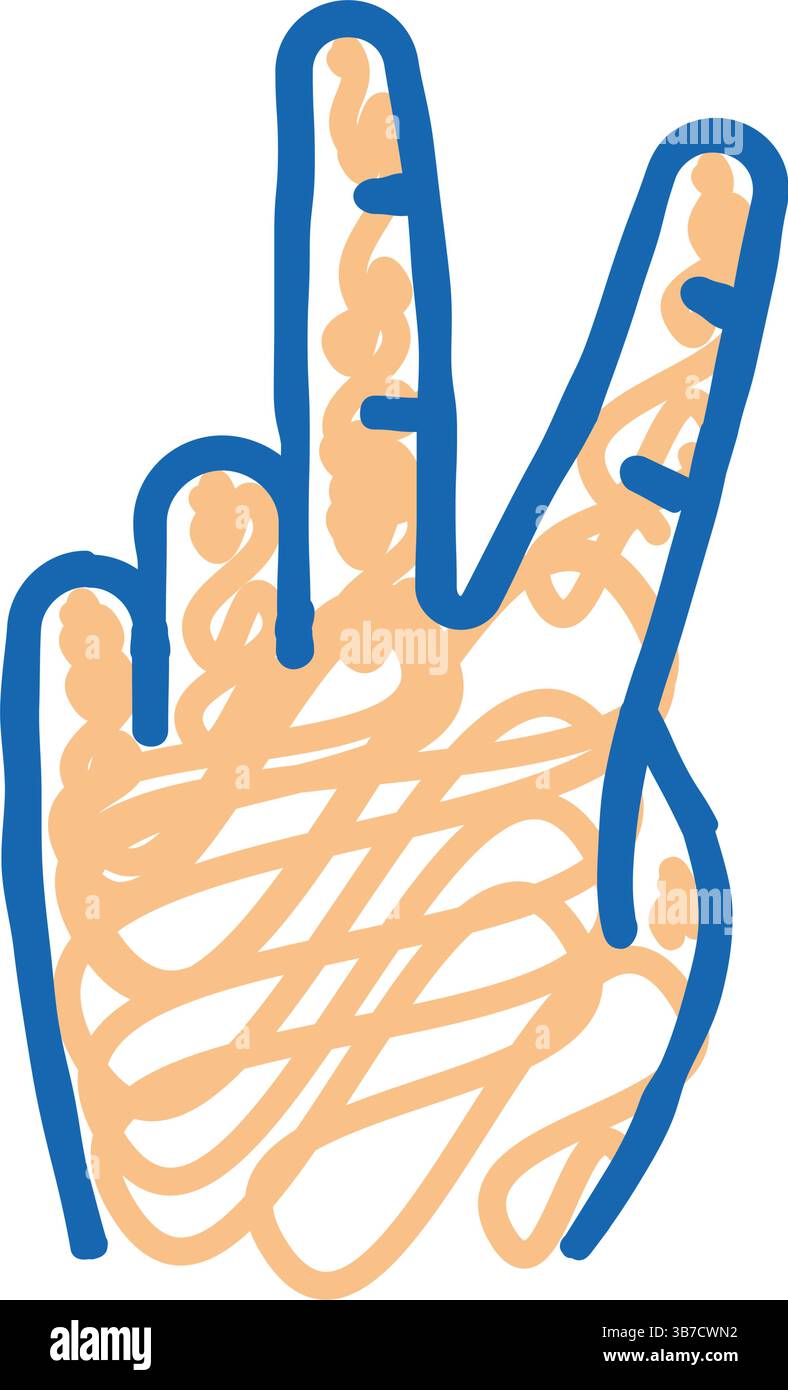 victory hand gesture icon doodle illustration Stock Vector Image & Art ...
