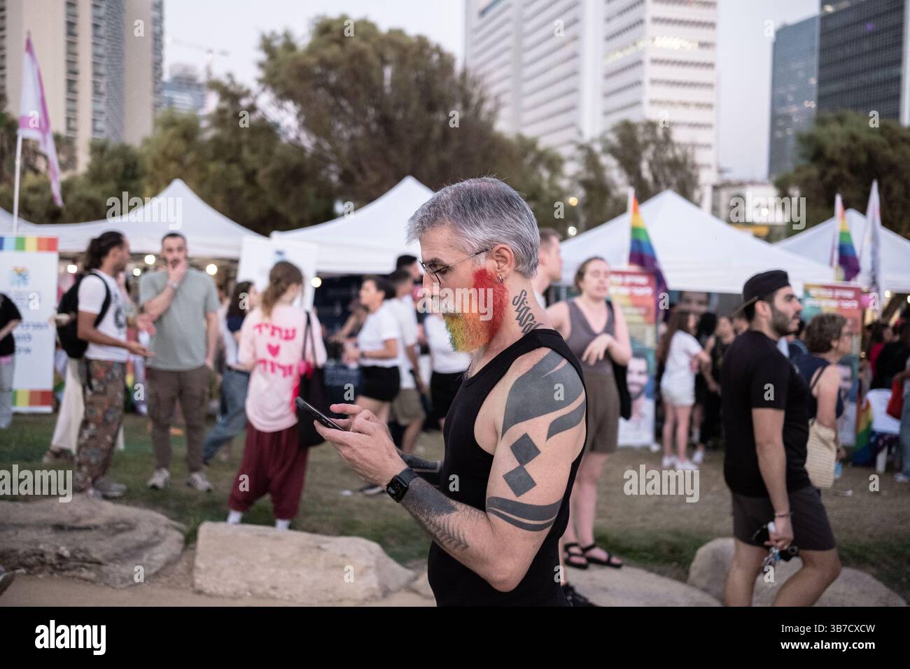 June 6, 2024, Tel Aviv, Tel Aviv, Israel: Man is wearing a beard in ...