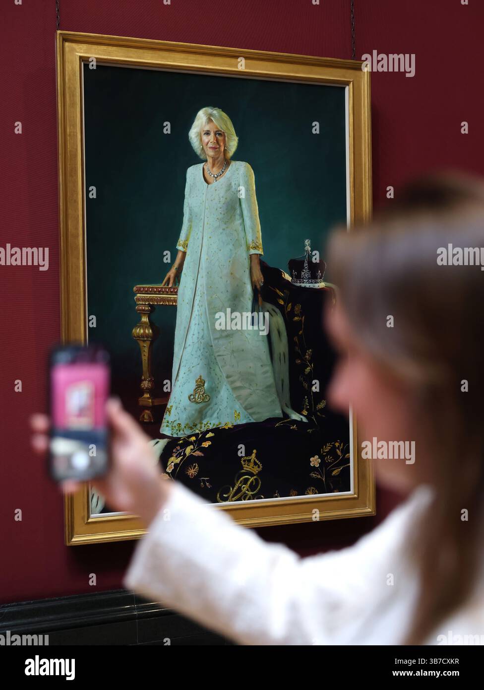 Queen Camilla's Coronation State Portrait in the Central Hall at the ...