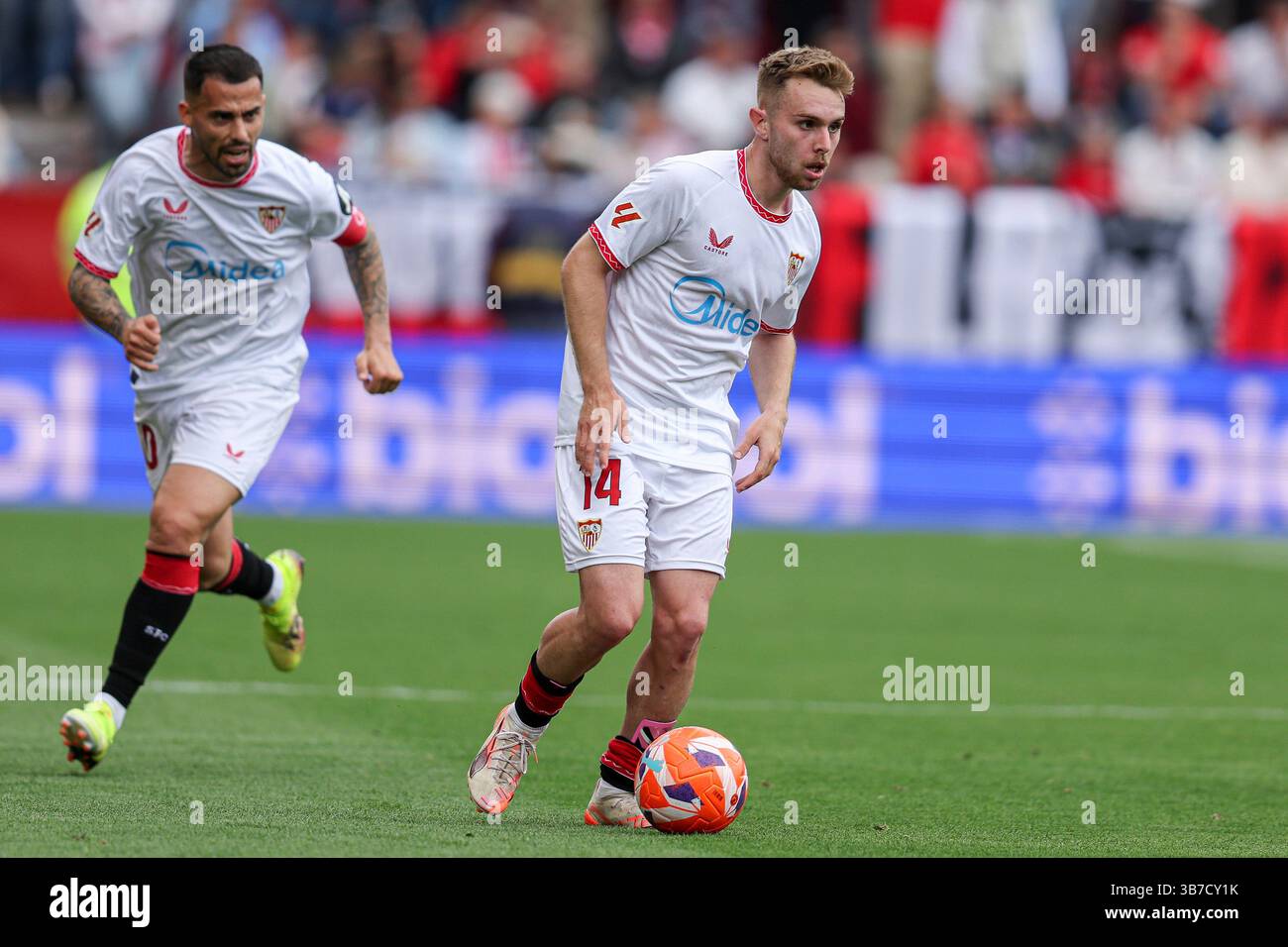 Gerard Fernandez Peque of Sevilla FC during the La Liga EA Sports match ...