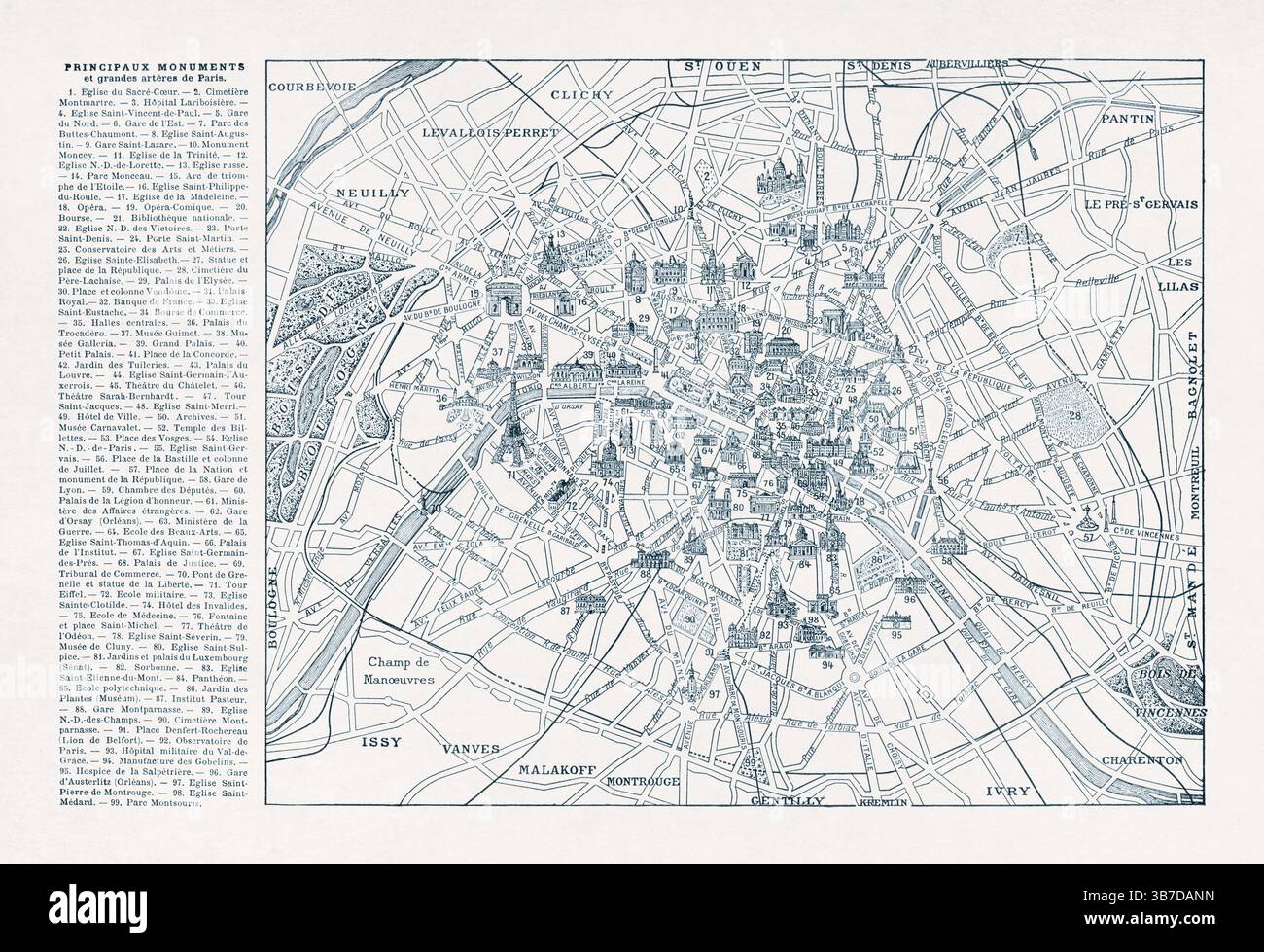 Map of french landmarks hi-res stock photography and images - Alamy