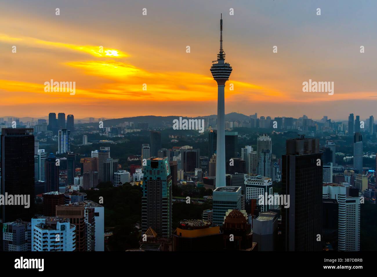 Stunning view of Menara KL Tower at the sunset. Kuala Lumpur, Malaysia ...