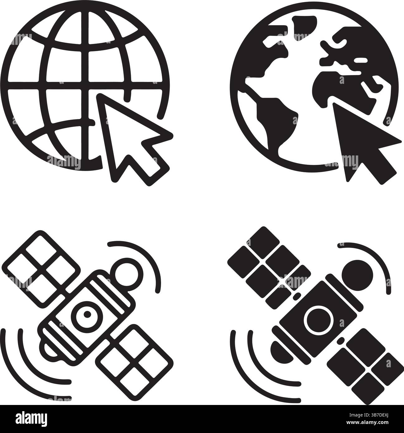 Global Network Satellite Connection Icons Set Stock Vector Image And Art Alamy