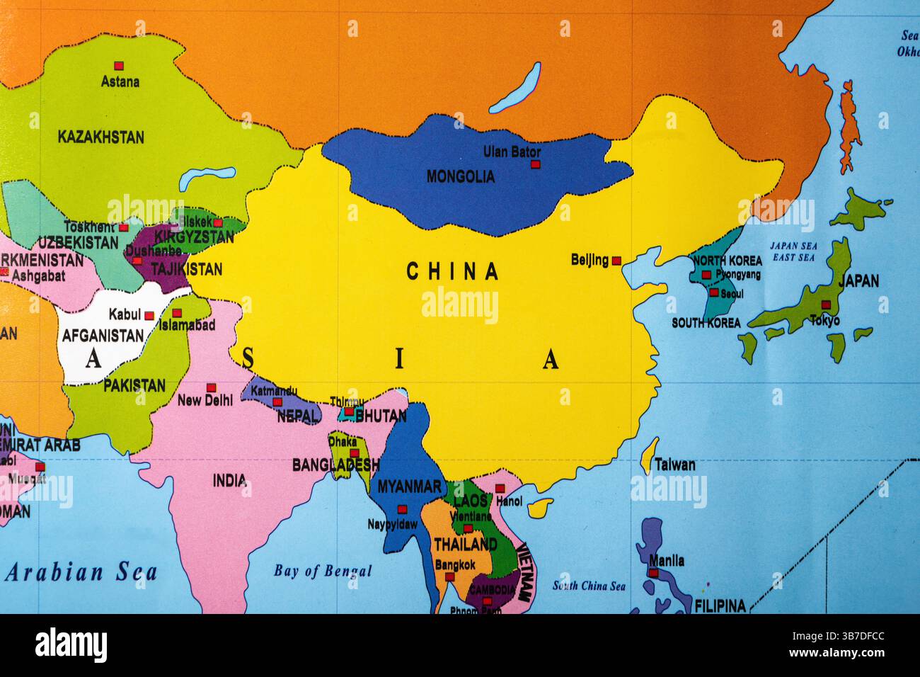 The country of China on the world map. Located in East Asia. Concept of ...