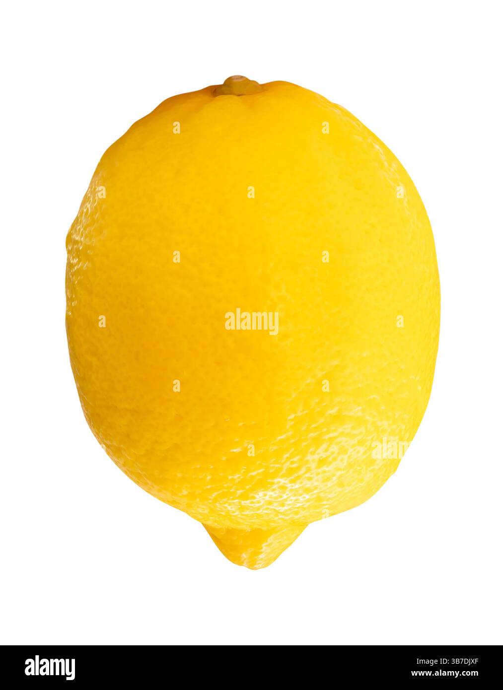 Top view of single fresh ripe yellow lemon fruit is isolated on white ...