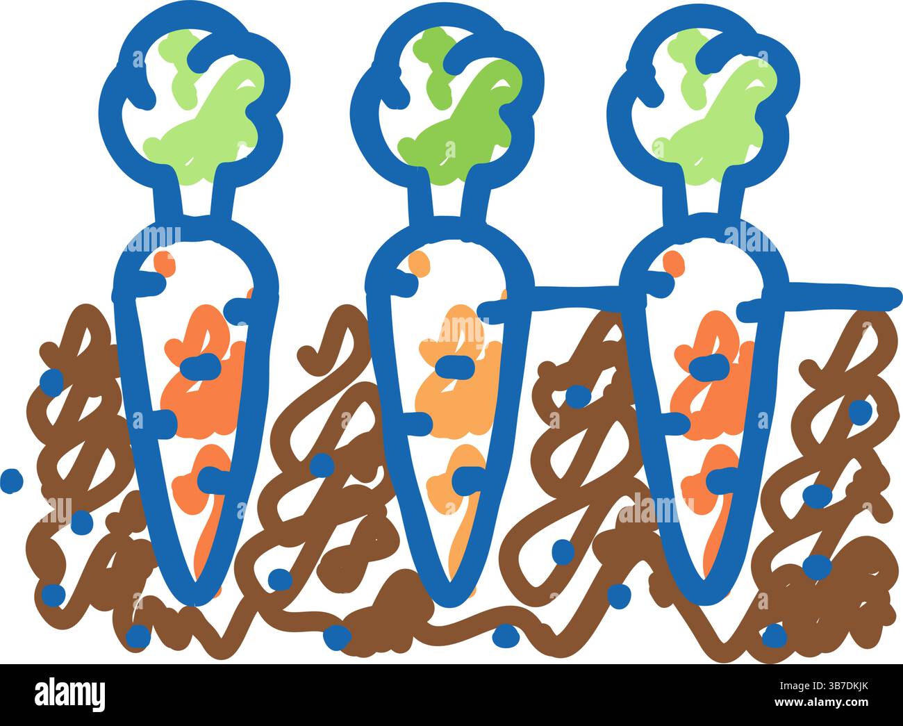garden with growing carrot icon doodle illustration Stock Vector Image ...