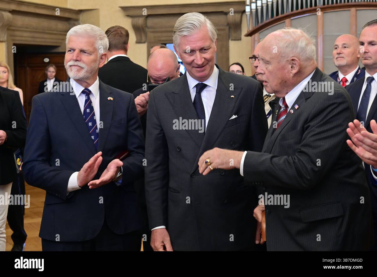 Pilsen, Czech Republic. 06th May, 2025. From left Czech President Petr ...