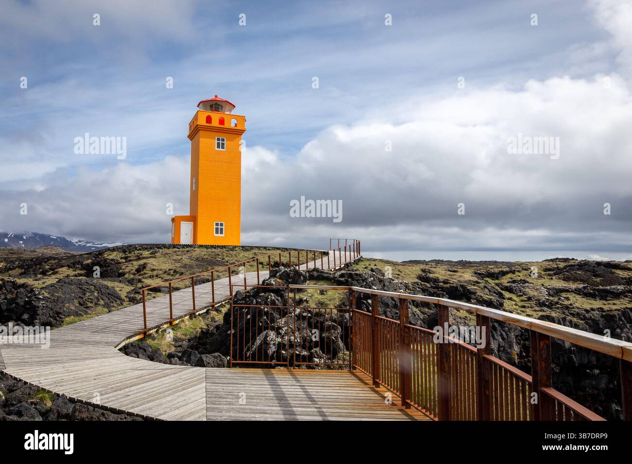 Svortuloft Lighthouse (Svortuloftsviti), bright orange lighthouse on ...