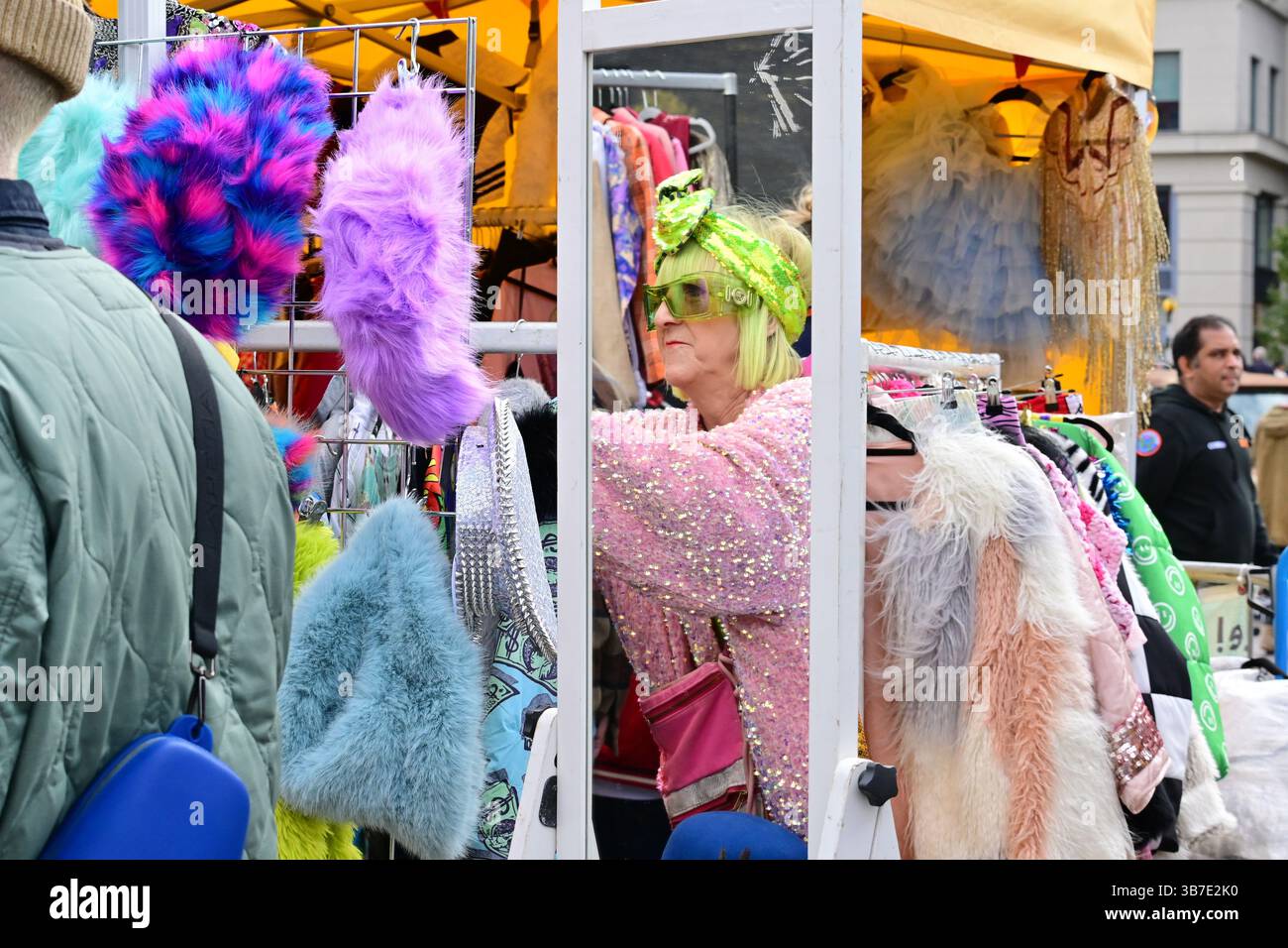 Lady Stall Holder at The Classic Car Boot Sale, Kings Cross, London ...