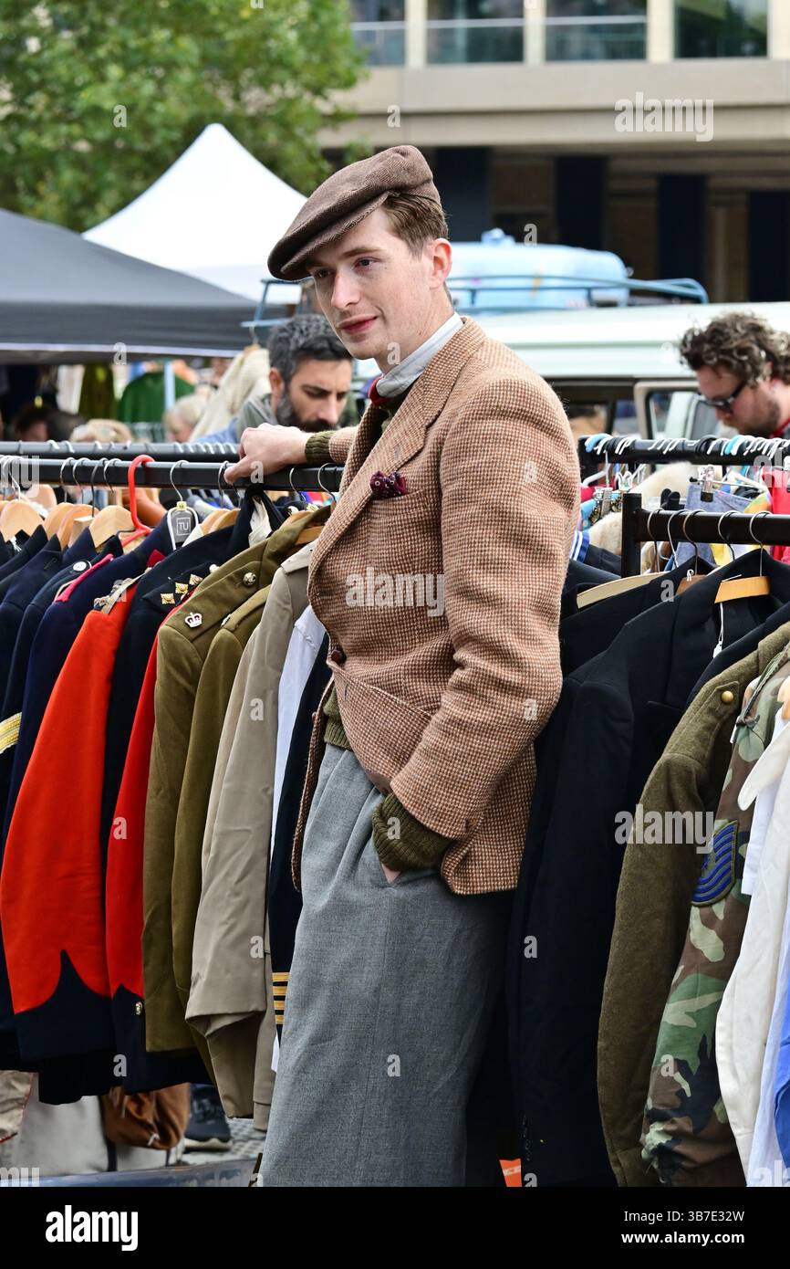 Stallholder at The Classic Car Boot Sale, Kings Cross, London Stock ...