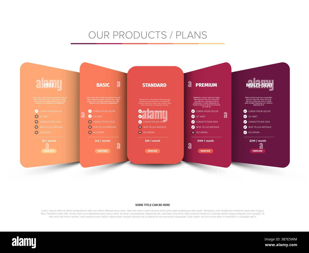 Displaying modern colorful pricing plans and product subscription ...