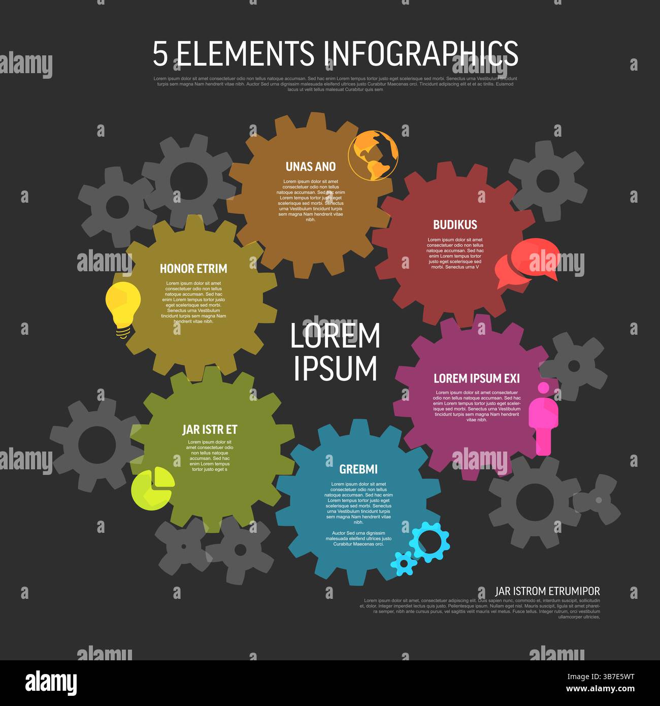 Colorful 5-element infographic template. The design features ...