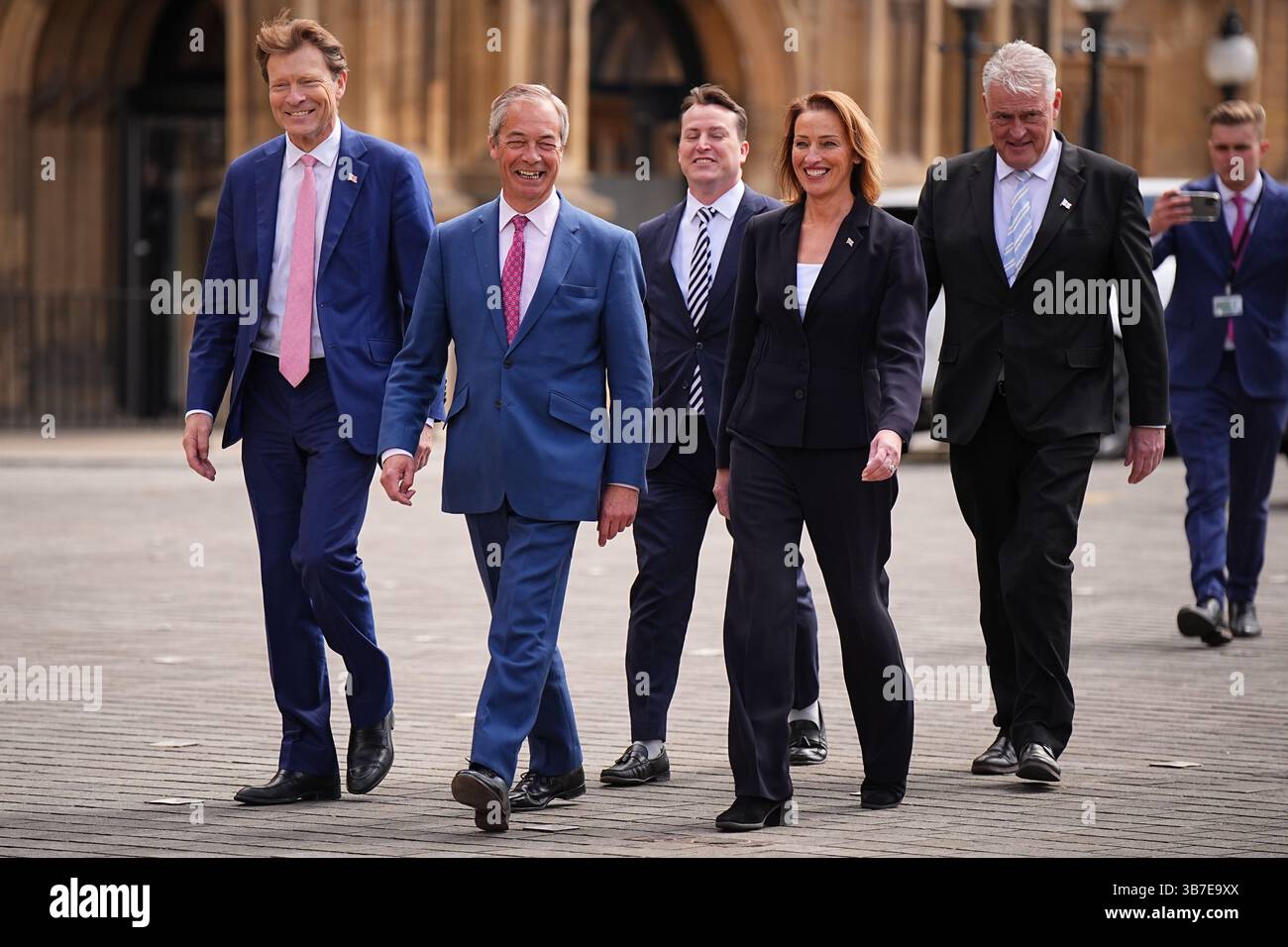 Sarah Pochin, the newly elected MP for Runcorn and Helsby, is joined by ...